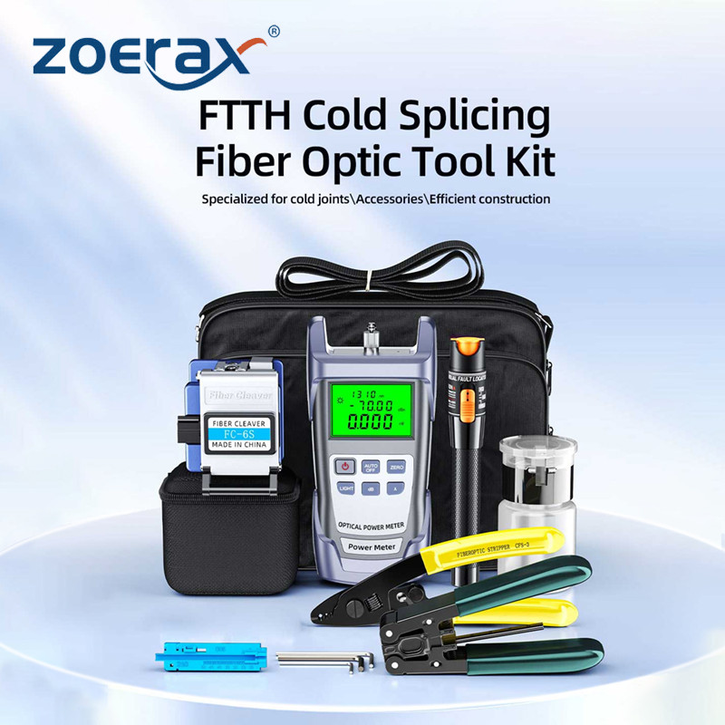 ZoeRax 10-in-1 Fiber Optic Tool Kit with Power Meter/VFL/Cleaver/Strippers/Palette Knife for ...