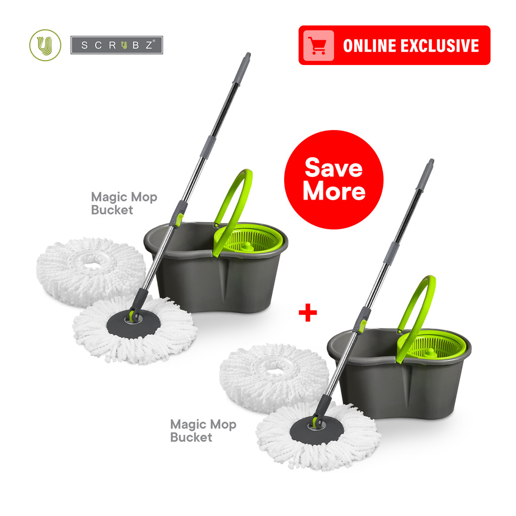 SCRUBZ Microfiber Spin Mop with Bucket | Shopee Philippines