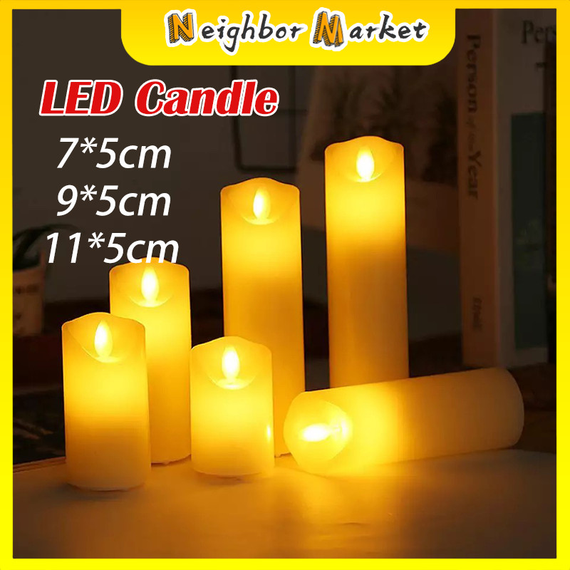 S/M/L Warm White Light LED Electronic Flameless Candles Family Birthday ...