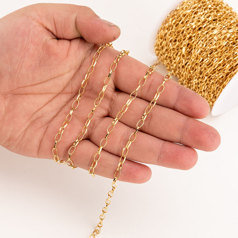 Stainless Steel Gold-Plated Color-Preserving Flat Wire Oval O-Shaped ...
