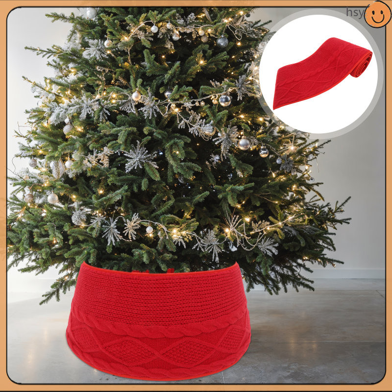 Christmas Tree Collar Knitted Christmas Tree Base Cover 3D Christmas ...
