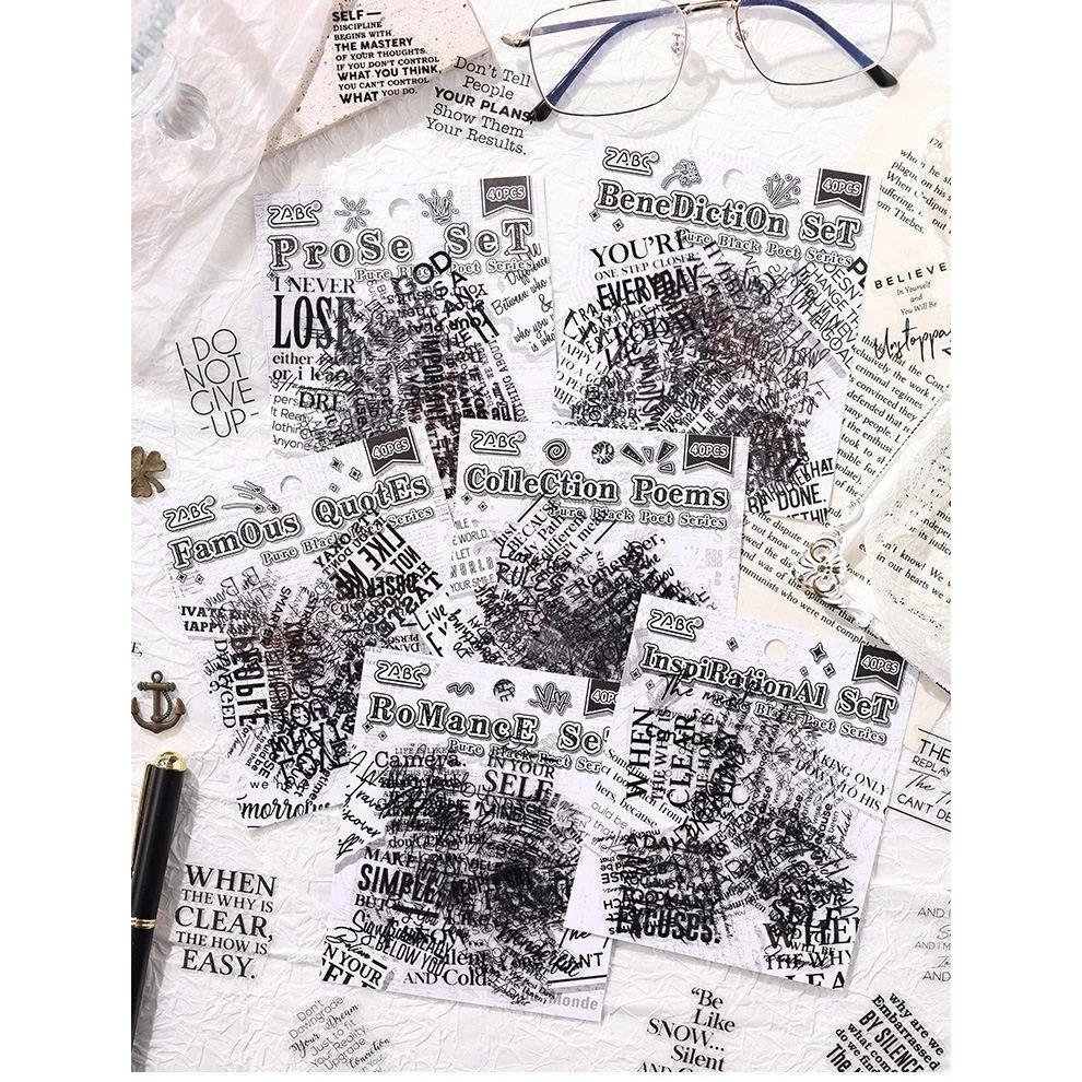 JIANWU Pure Poet Series Vintage English Text Letter Material Collage ...