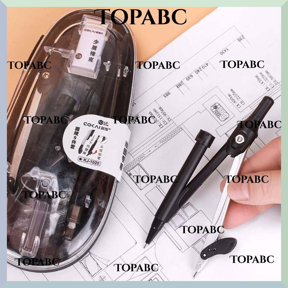 TOP 3/9PCS Ruler Set, Transparent Eraser Pencil Compass Kit, Multi-Function Straight Ruler ...