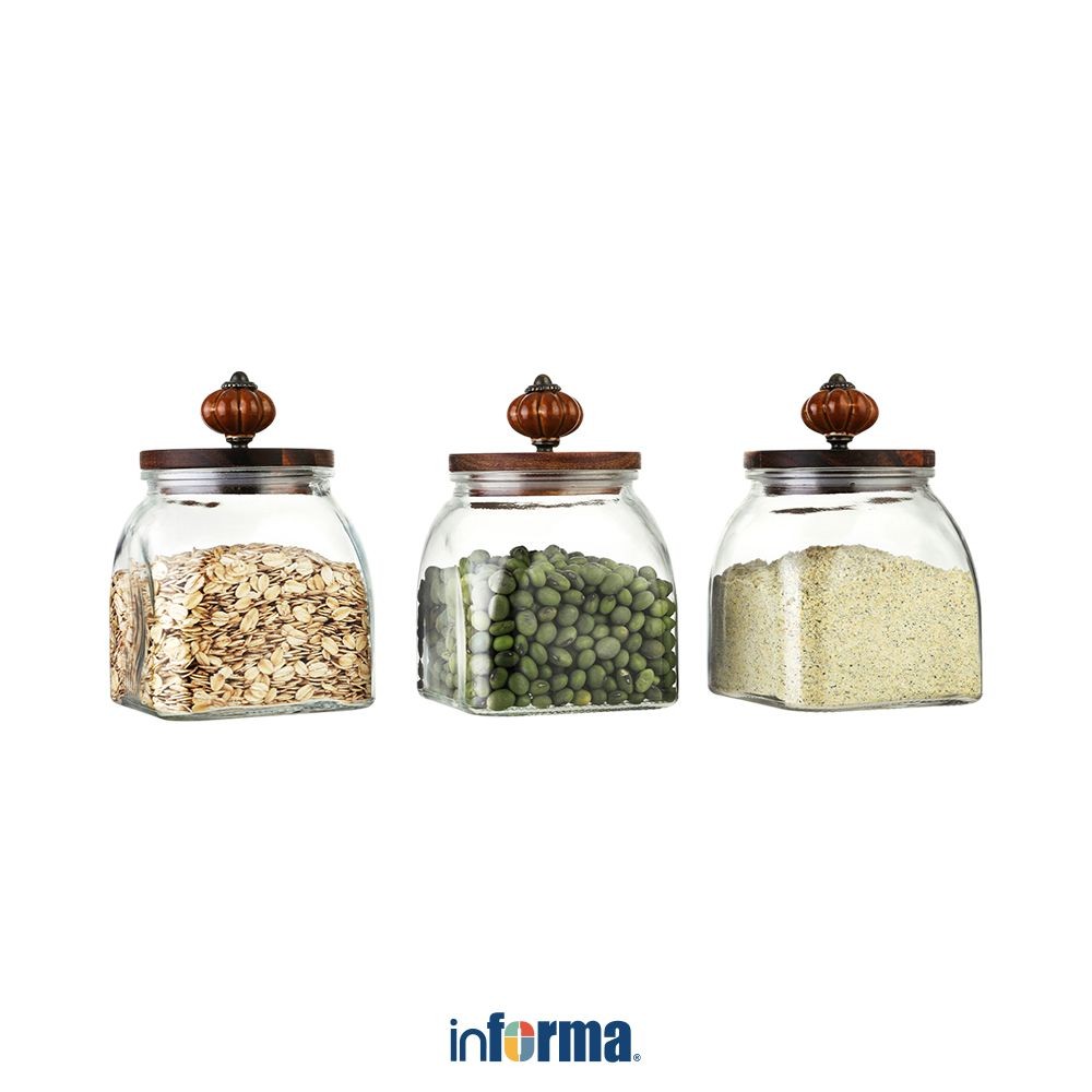 Informa Set of 3 Pcs Winda Glass Jars Snack and Candy Storage Jars ...