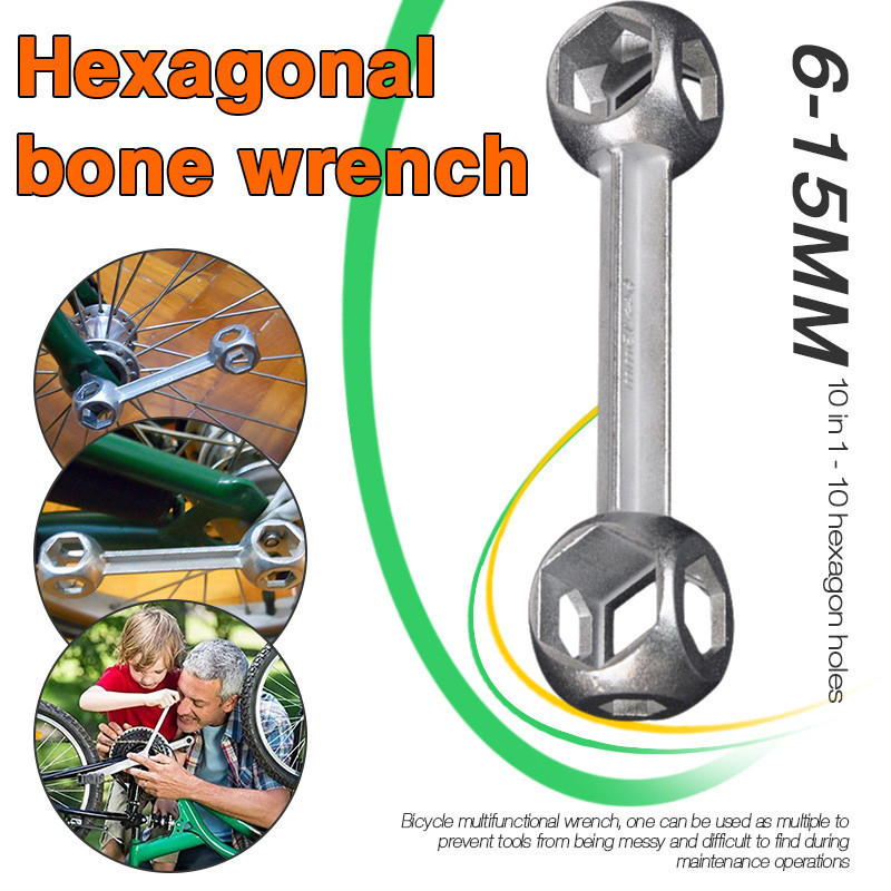 10-Hole Bicycle Wrench Zinc Alloy Hexagonal Bone Wrench Hand Tools ...