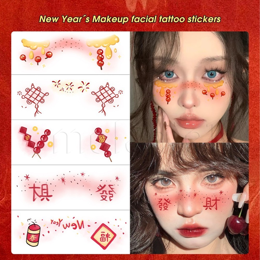 New Year Fireworks Pattern Tattoo Sticker - Chinese Style Firecrackers ...