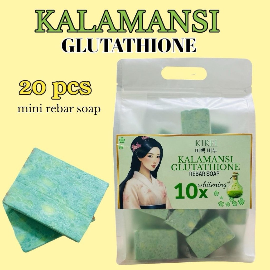 Kirei 20pcs Kalamansi Glutathione mini rebar pure rebar soap in a pouch ...