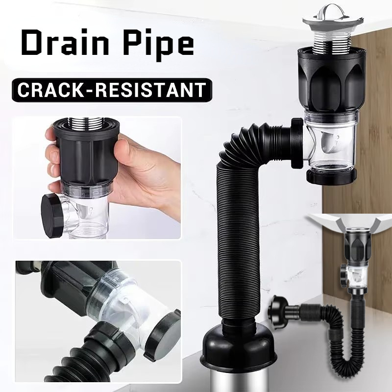 Sink Drain Pipe Basin Sink Cross Drain Pipe Bathroom Anti Blockage ...
