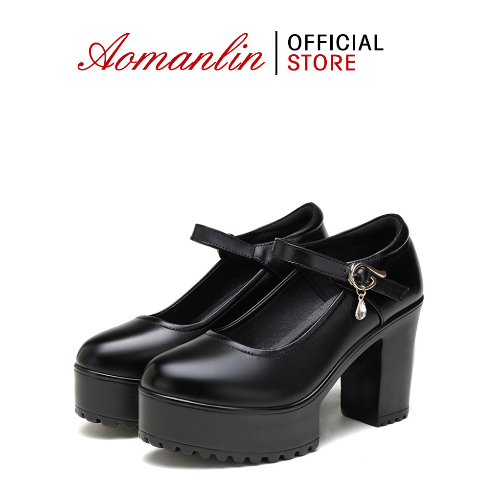 10cm Chunky Heels Round-Toe Genuine Leather Dance shoes runway shoes ...