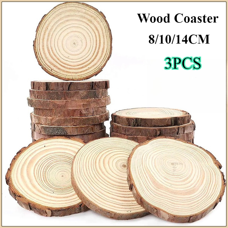 Unfinished Natural Wood Slices Pine Wood Round Tree Bark Log Disc ...