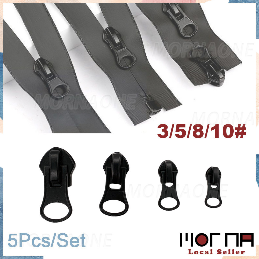 Set of 5 Waterproof Invisible Zipper Puller 3# 5# 8# 10# Reverse Zipper ...