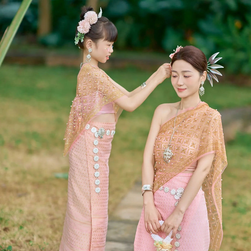 Thai traditional clothing, Dai parent-child clothing, mother and ...