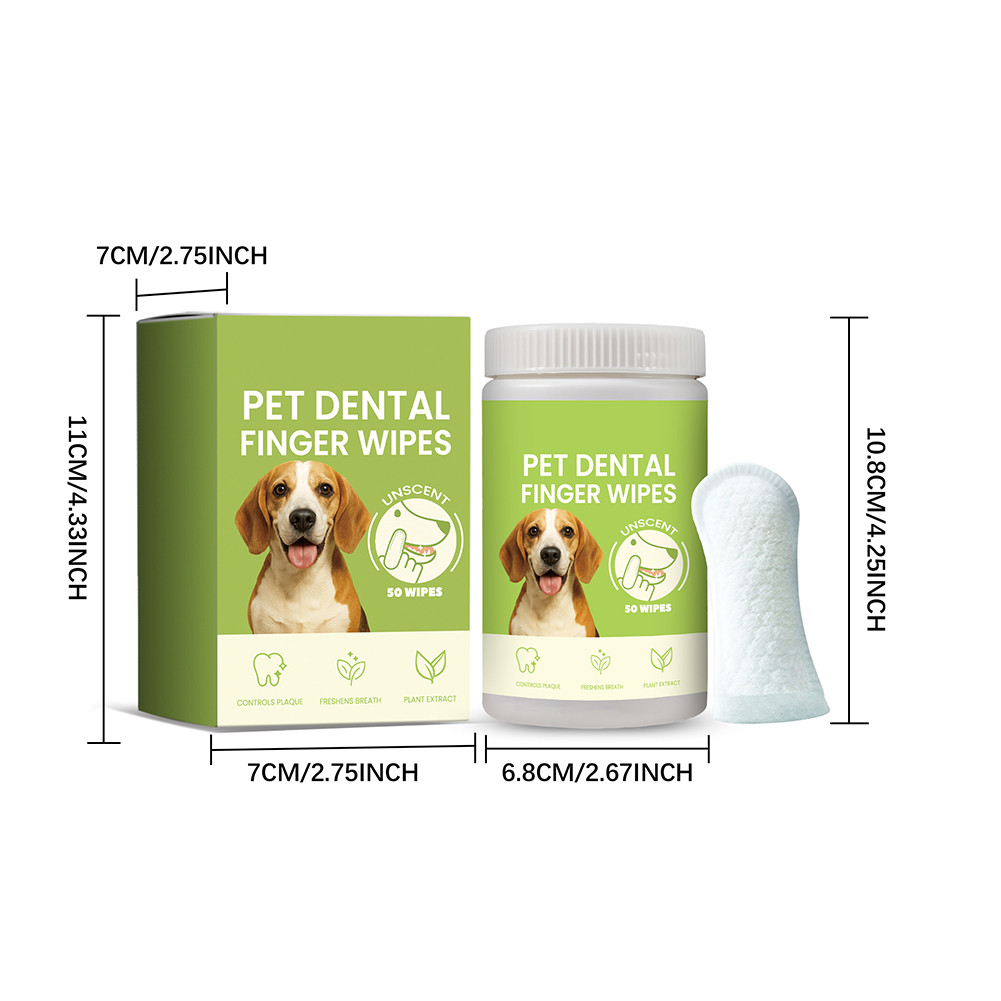 50 Counts Dog Teeth Cleaning Wipes Disposable Dog Dental Wipes Gum Care ...