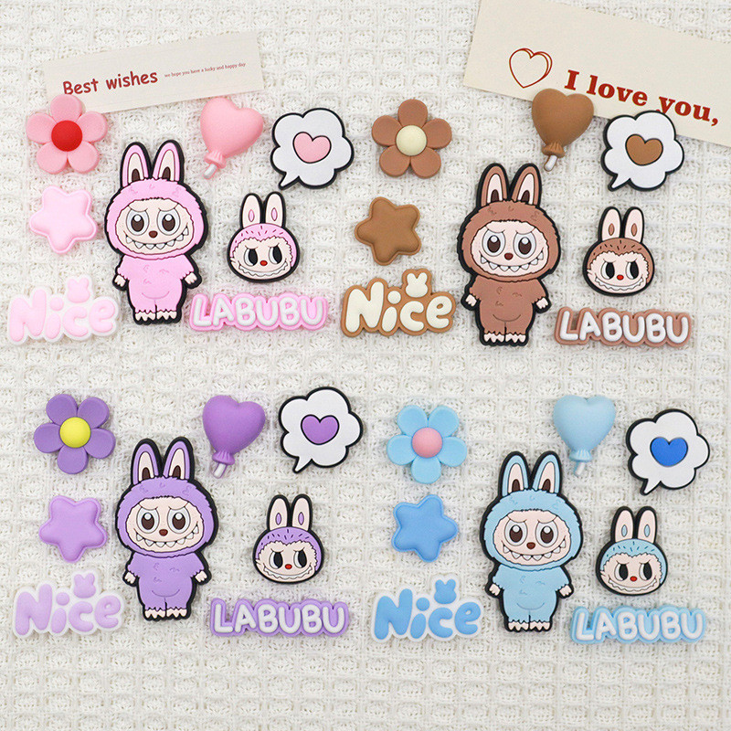 Cartoon Labubu Macaron jibits design Anime Jibbits Charm Popmart Labubu ...