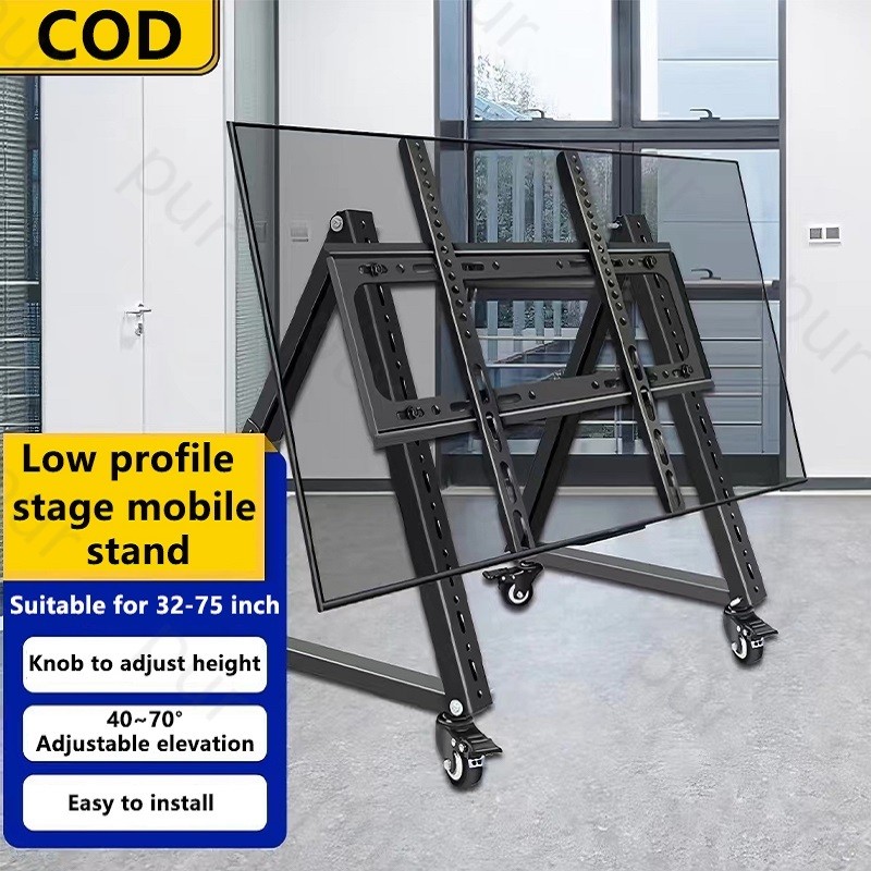 32-70 Inch Stage Portable Rolling TV Trolley Stand Cart Universal Low ...