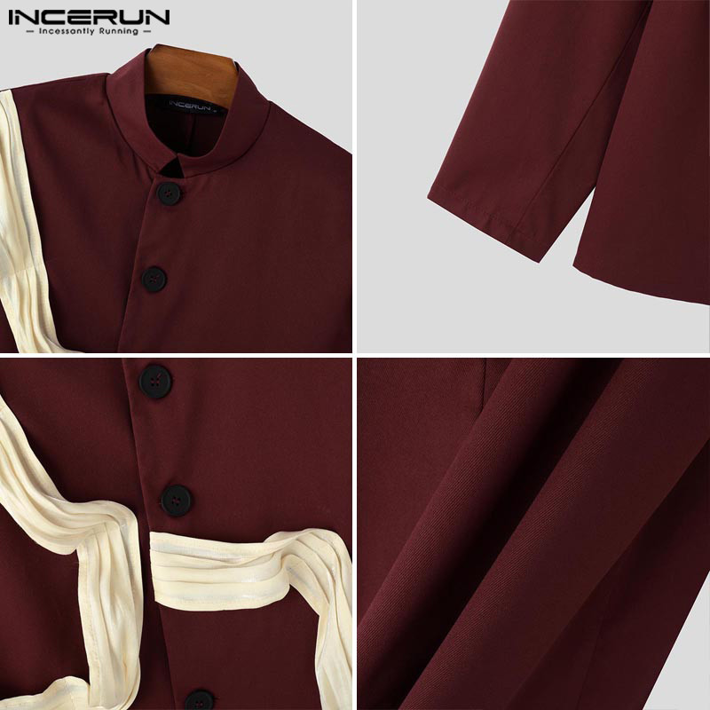 INCERUN Men Korean Fashion Irregular Ribbon Long Sleeve Suit Jackets ...