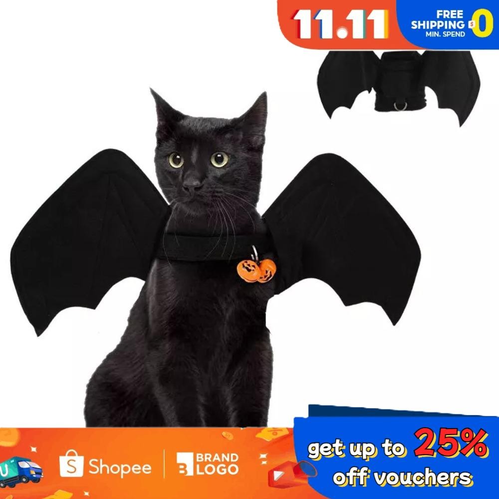 ATHALF Pet Bat Wings Costume, Halloween Gifts Cat Transformation ...