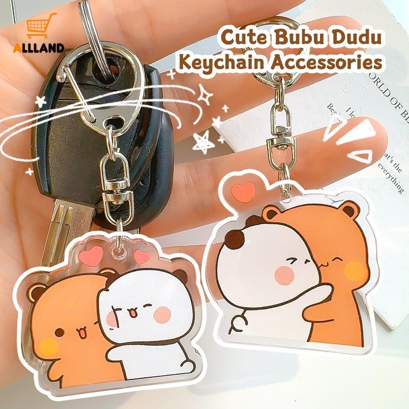 Lovely Cartoon Bubu Dudu Rose Love Keychains - Couple Bear Panda ...