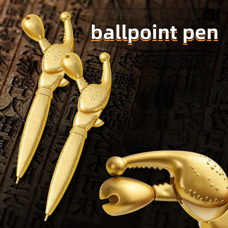 Golden Crab Pincer Wooden Fish Pen Neutral Pen Funny Creative Push Type ...