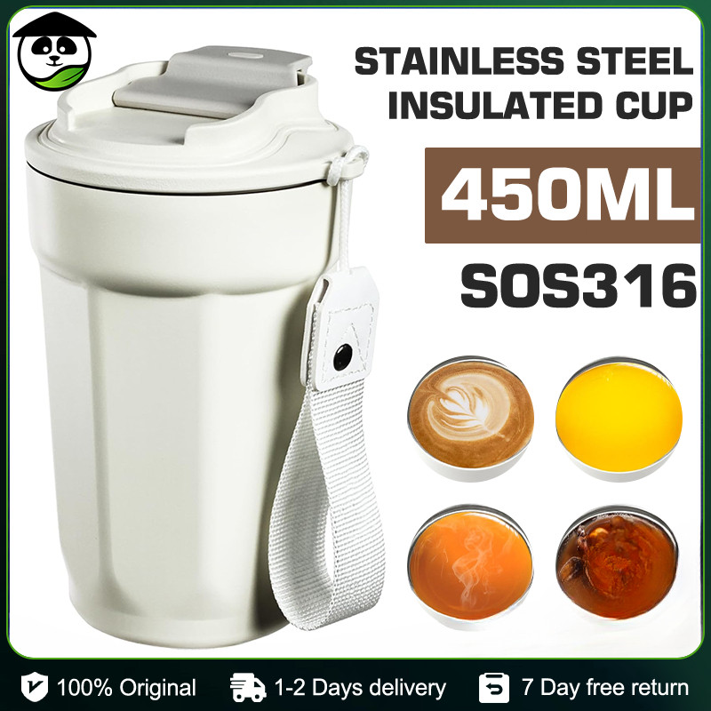 Ceramic liner stainless steel coffee cup with lid thermos flask Hot and ...