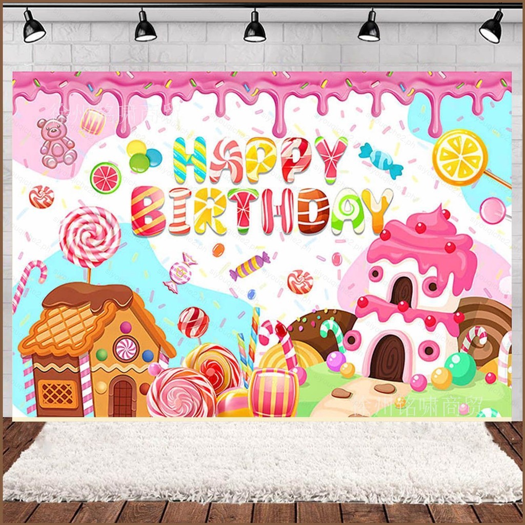 sy Cartoon candy world ice cream Theme decoration birthday Party ...