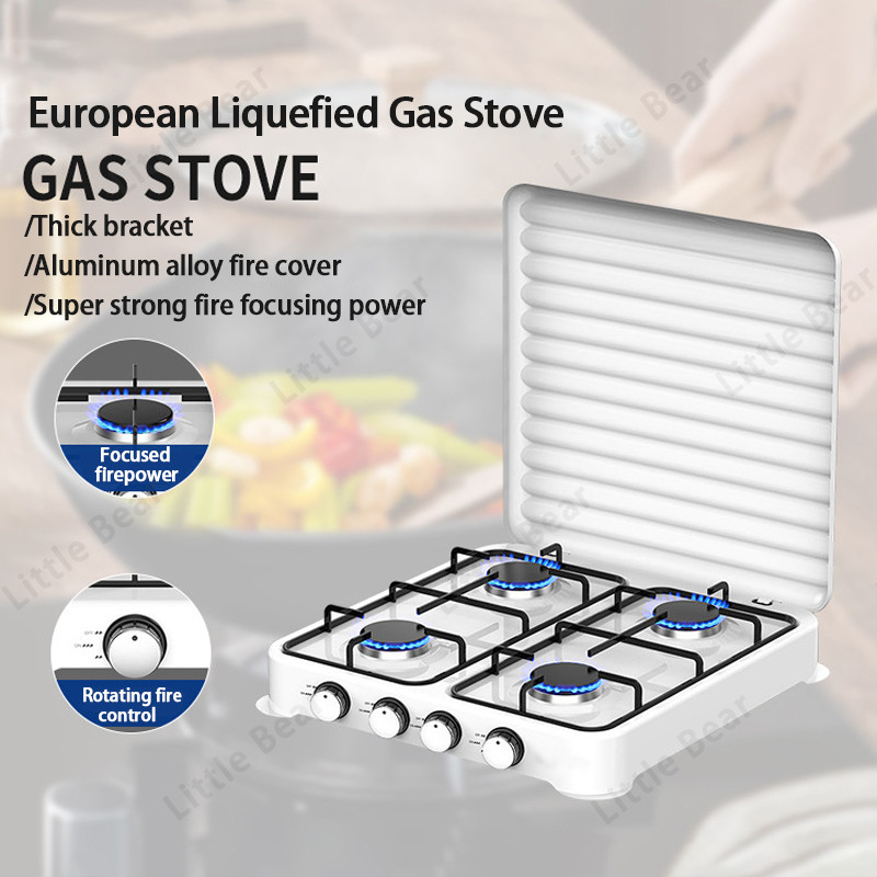 Burner gas stove with cover heavy duty stove kitchen appliance 4 burner ...