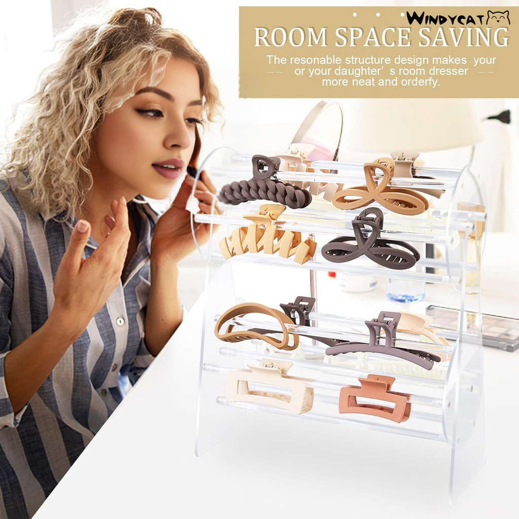 Windycat Clear Claw Clip Organizer Hair Claw Holder 360-Degree Rotating ...