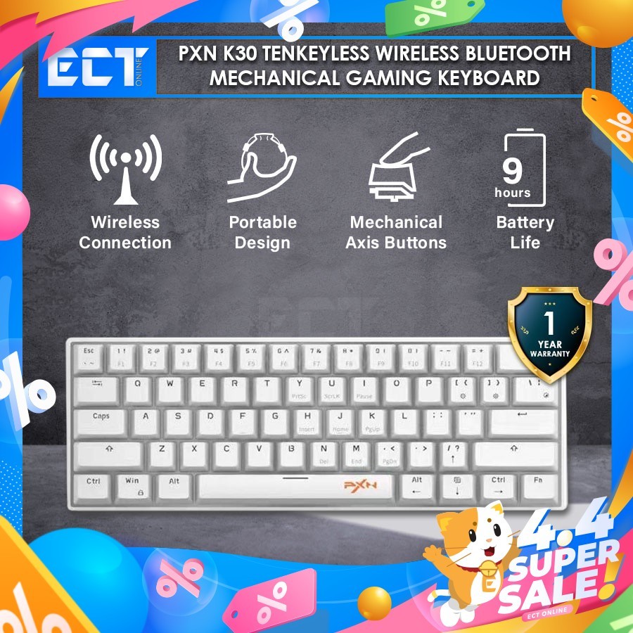 PXN K30 Tenkeyless Wireless Bluetooth Mechanical Gaming Keyboard (PC ...