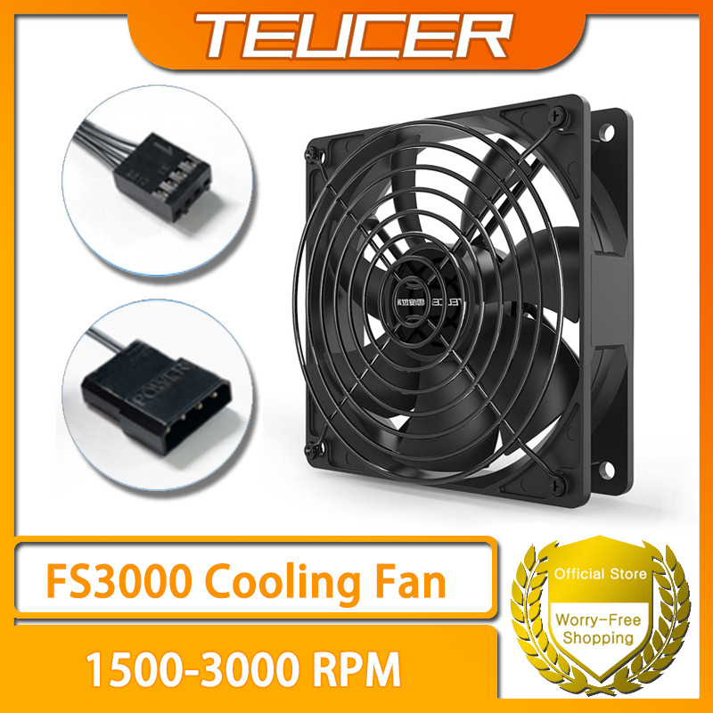 TEUCER FS3000 Cooling Fan 1500-3000RPM 12V Industrial Grade Large Air ...