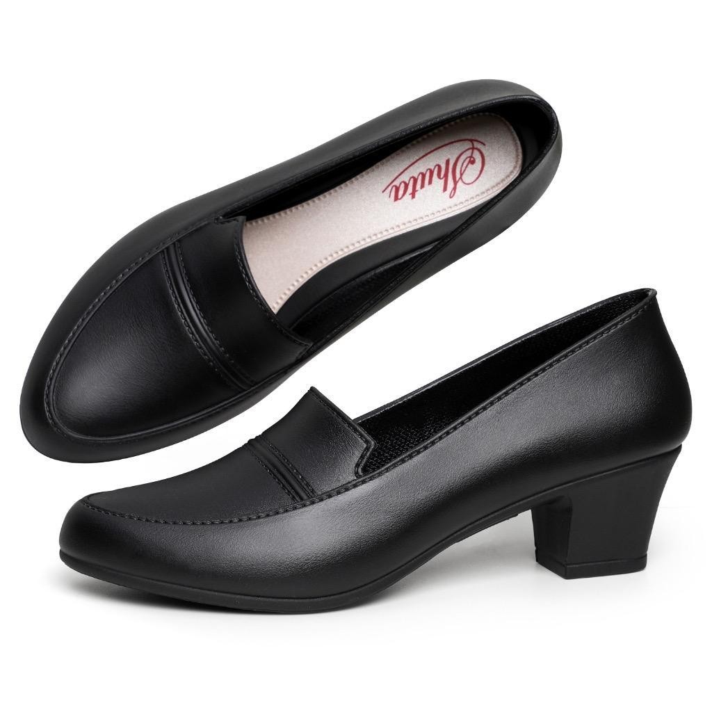 【ASA】Korean pointed high heels women's black block heels work shoes ...