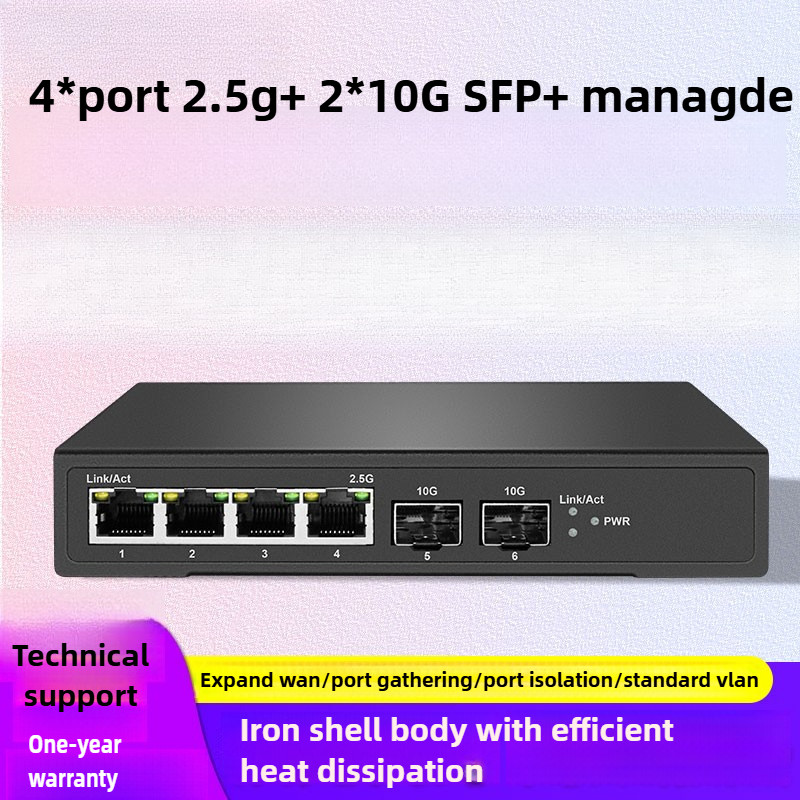 4 Ports 2.5G with 2 10G SFP+ Management Switch 6 ports 2.5G VLAN ...