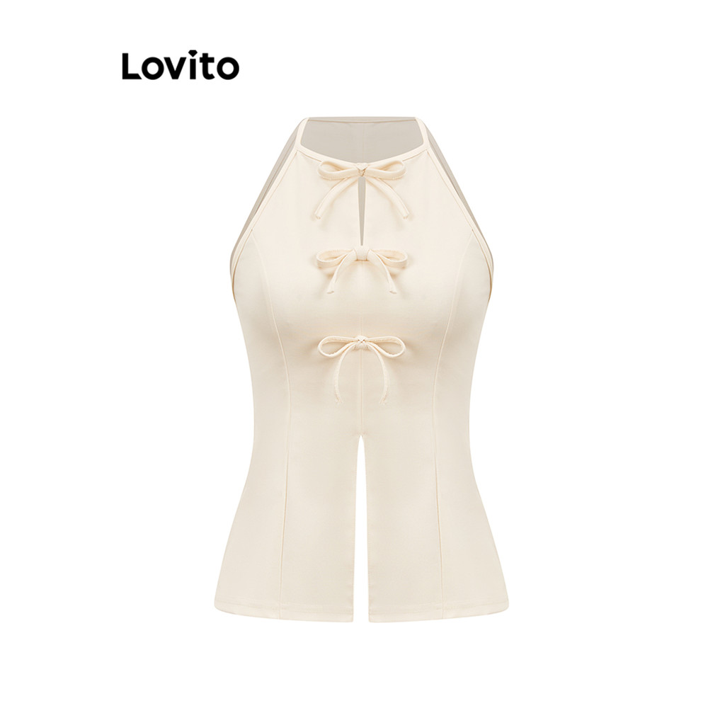 (Trendy) Lovito Elegant Top Summer Lace Up Bow Tank Top for Women ...