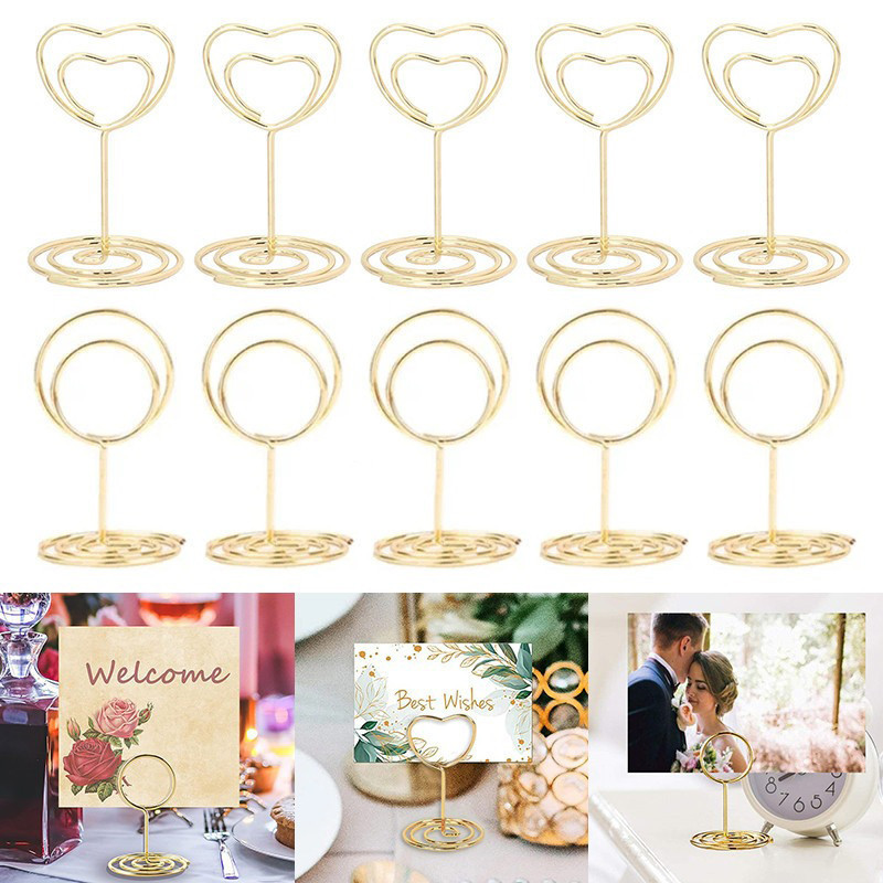 10Pcs Wedding Table Sign Stand Metal Place Card Holders Photo Number ...
