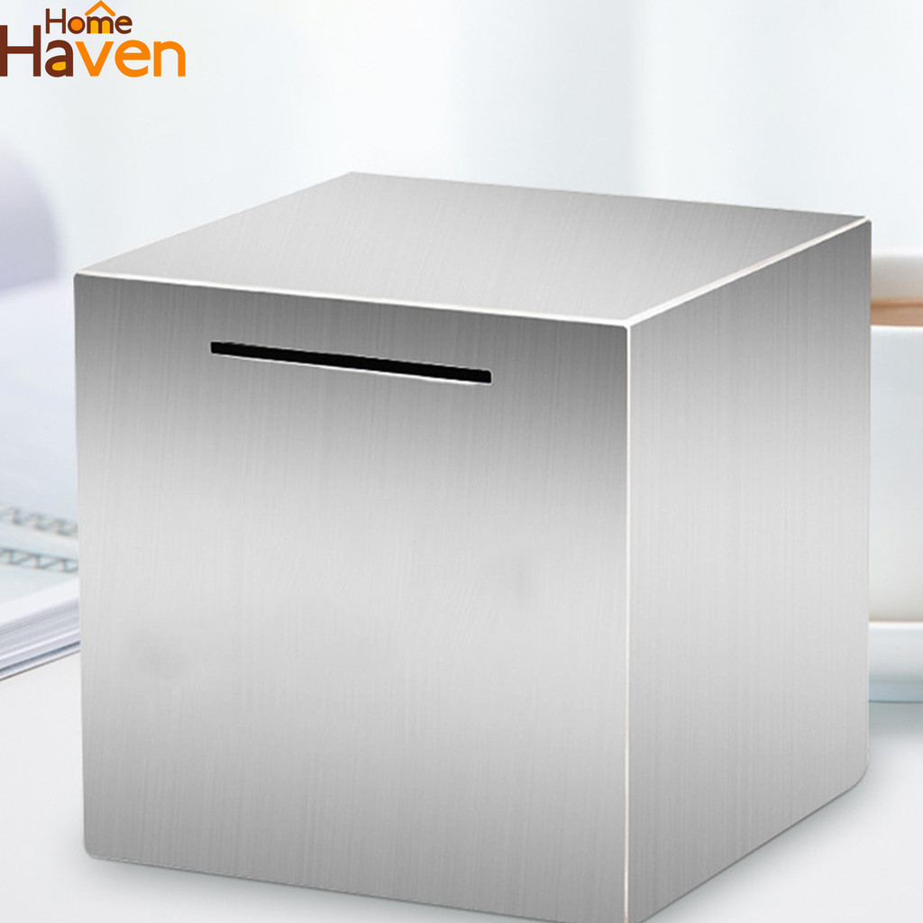 Simple Fall Resistant Piggy Bank Stainless Steel Safe Box Money Saving ...