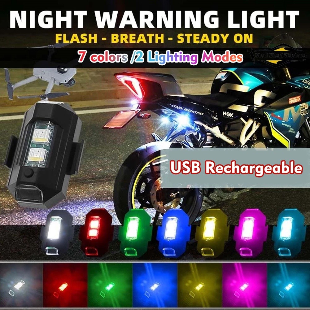 7 color usb rechargeable LED flash motorcycle warning light drone ...