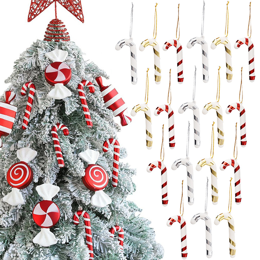 12/24Pcs Mini Candy Cane / Christmas Tree Decoration Canes / Diy Xmas ...