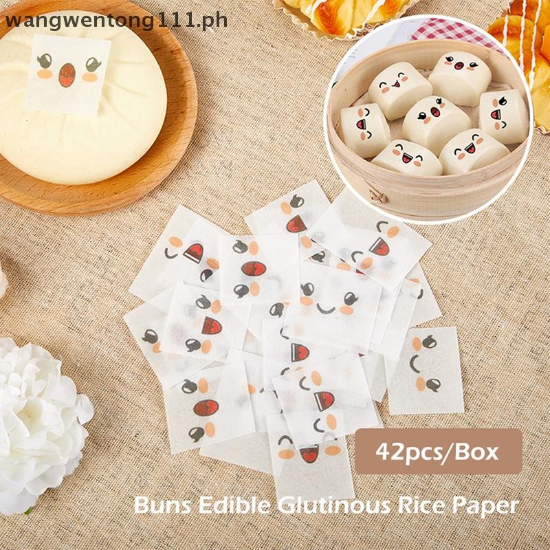 42Pcs Edible Gluous Rice Paper Steamed Buns Cartoon Stickers Baking ...