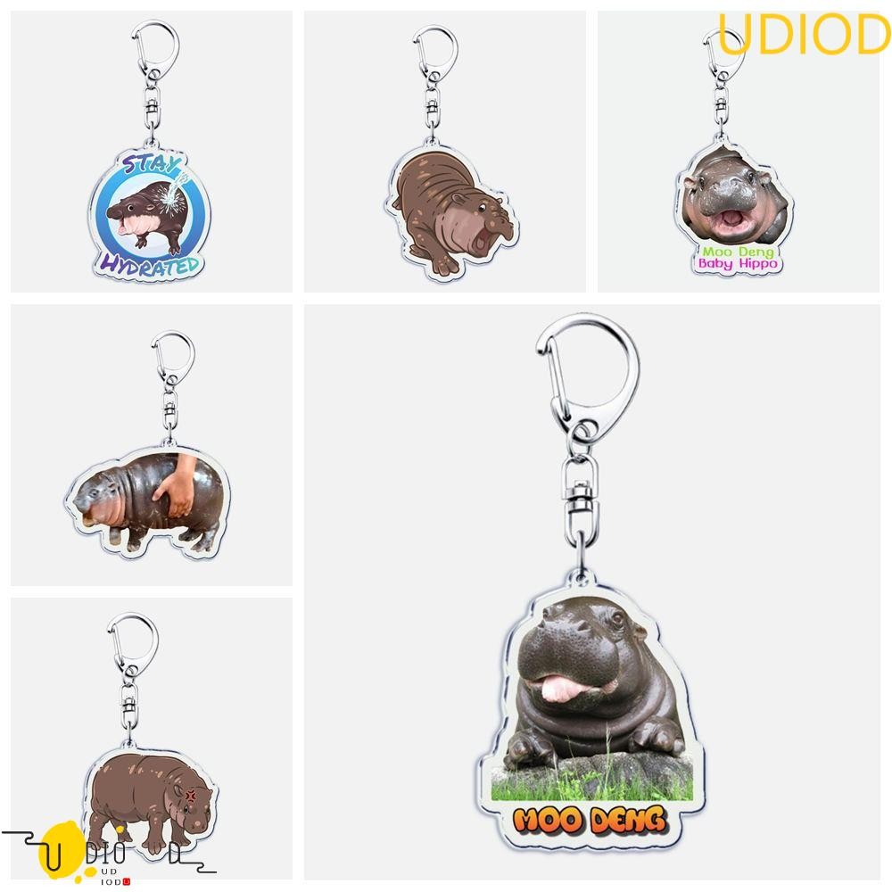 UDIOD Moo Deng Meme Keychain, Moo Deng Acrylic Baby Hippo Acrylic ...