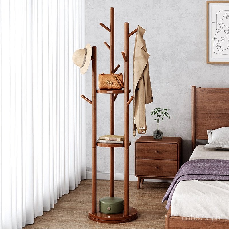 Solid Wood Hanger Floor Bedroom Hanger Living Room Vertical Storage ...