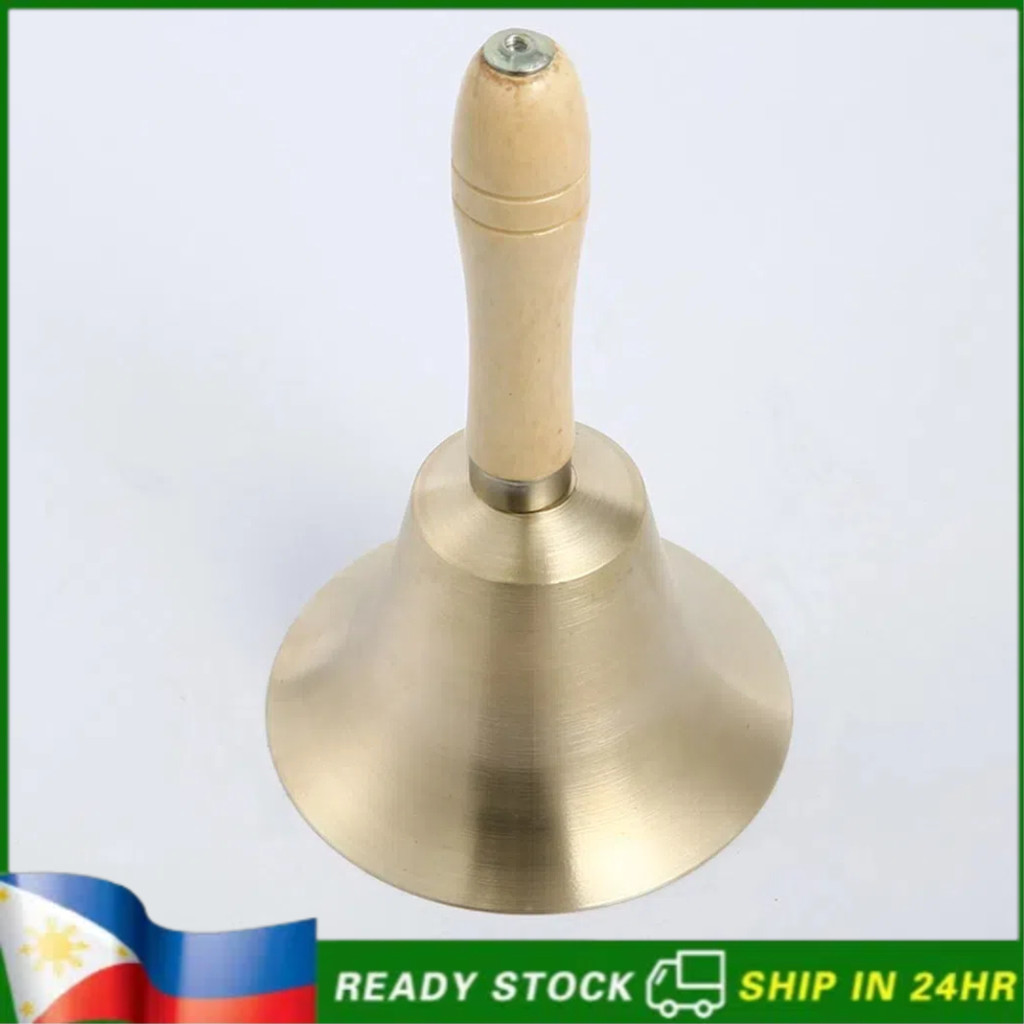 School Ringbell Brass Jingle Bell HandBell Loud Call Bell Wooden Handle ...