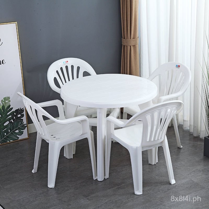 Thick Plastic Dining Tables and Chairs Set Beach Umbrella Table ...