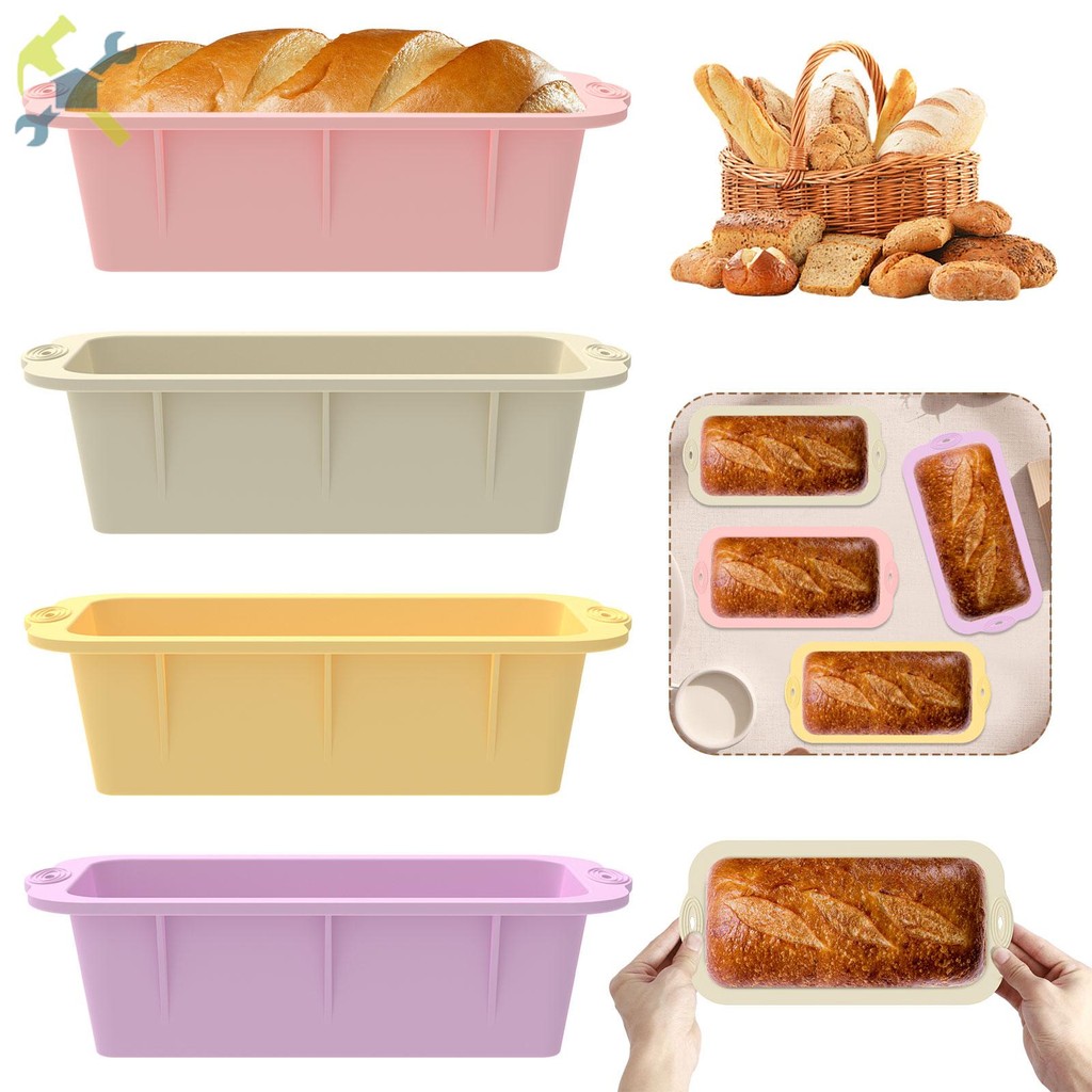 4 Pcs Silicone Bread Loaf Pan Flexible Rectangular Cake Baking Mold ...