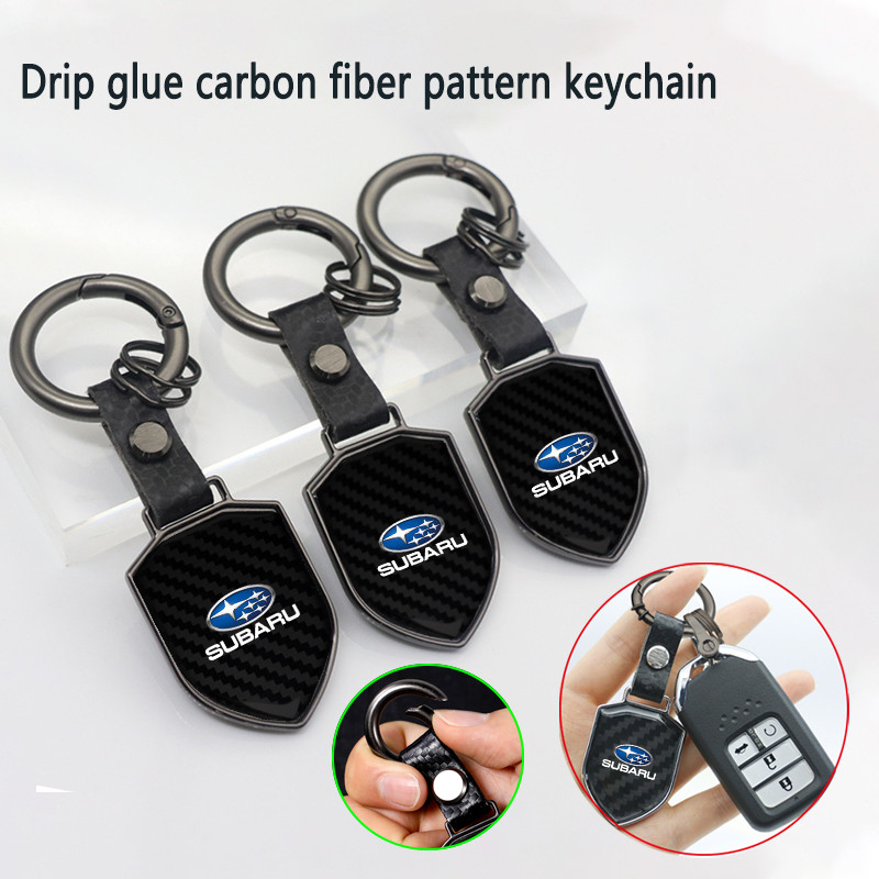 Subaru Drip Glue Carbon Fiber Patterned Keychain Pendant Metal Anti ...