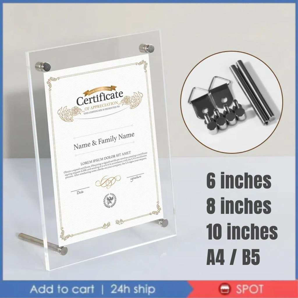 [24H SHIP] Acrylic Photo Frame Acrylic Display Stand Certificate ...