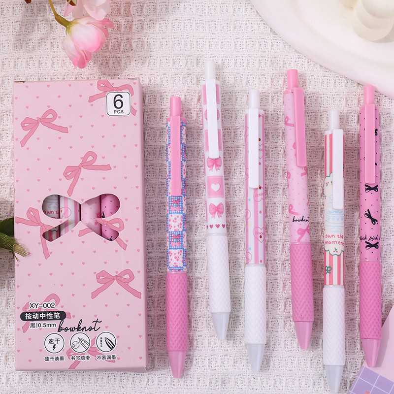 6Pcs Creative Ballet Bow 0.5mm Gel Pen Student Large Capacity Quick ...