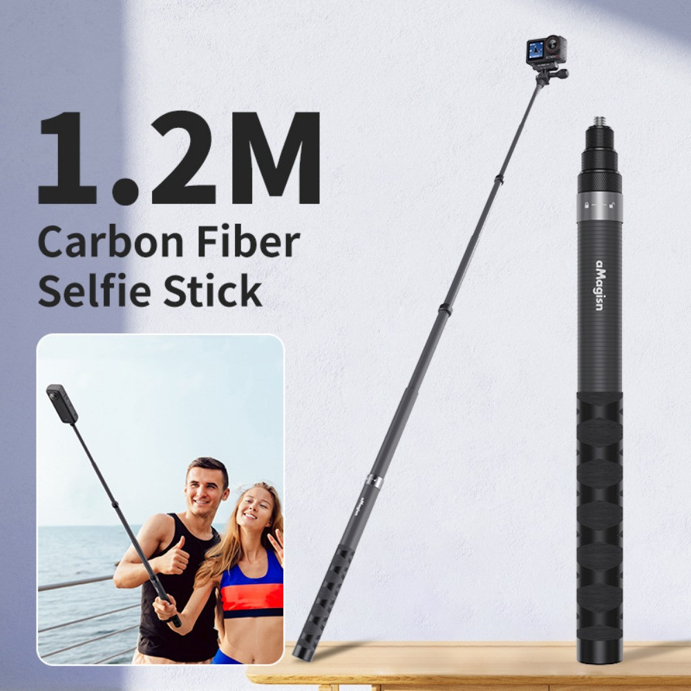 For Insta360 DJI GoPro carbon fiber 1.2m selfie stick 120cm invisible ...
