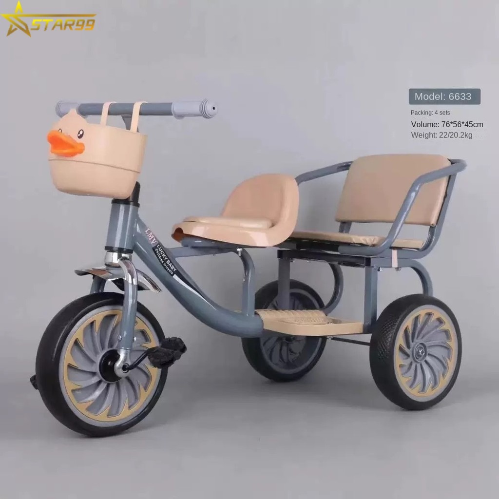 COD Best-selling new style duck tricycle bicycle 2 seats | Shopee ...
