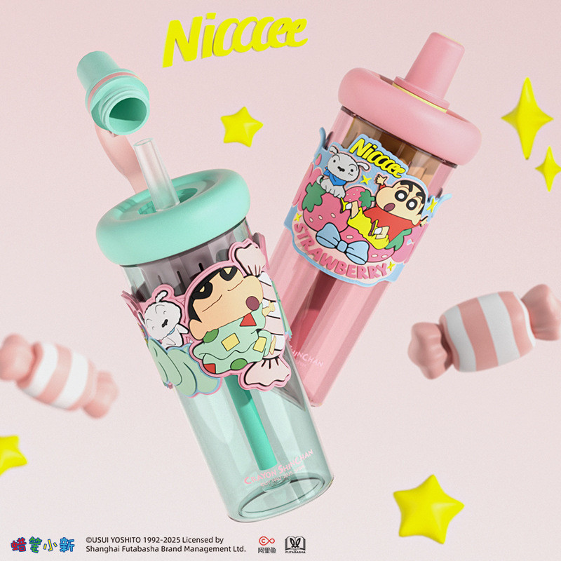 Crayon Shinchan Fruit Tea Cup 550ml Kids Straw Bottle Cute Cartoon ...