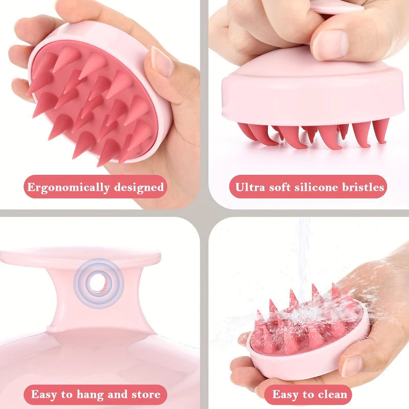 Hair Washing Comb Silicone Head Body Scalp Massage Brush Comb Shampoo ...