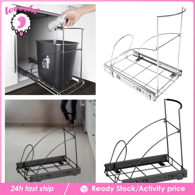 [Lovoski] Pull Out Trash Can Rack Kitchen Sturdy Sliding Waste Bin ...